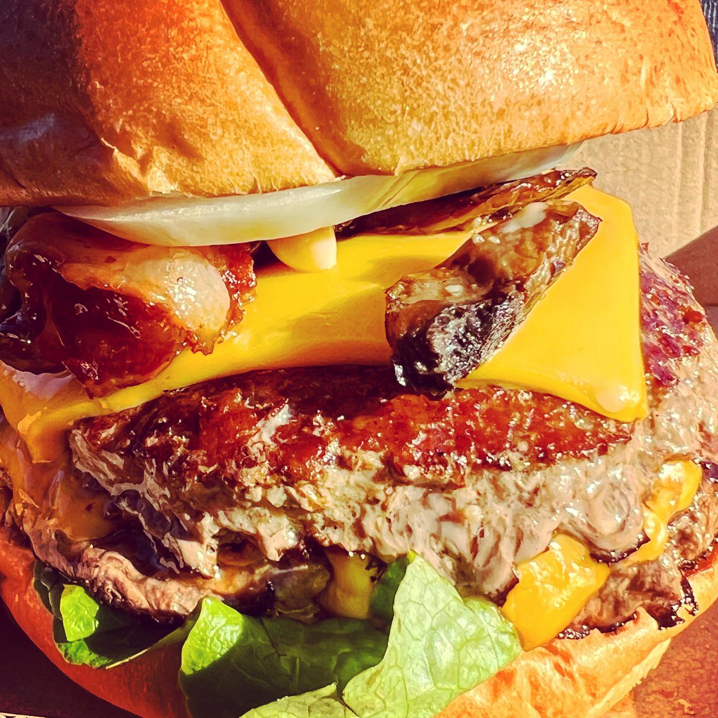 PBM burger by .pig_foodtruck at Double Angus patty, Garlic Mushroom ...